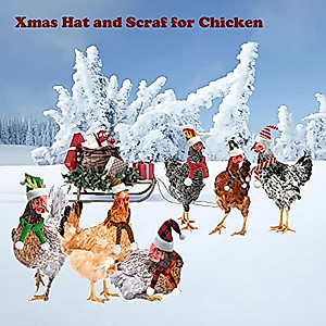 ShuRung 12Pcs Christmas Pet Chicken Hat Scarf Small Animal Xmas Santa Mini Chick Guinea Pig Bunny Hats with Adjustable Chin Strap for Duck Hamster Chinchilla Pets, Green,Black
