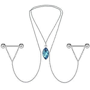 WOSEXYMEN Nipple Chains Pierced Necklace 14G Barbells Nipple Rings Drizzle Dangle Body Piercing Jewelry-Drizzle