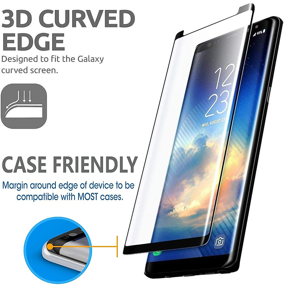 STARSHOP Samsung Galaxy S8 Plus Case, with [Tempered Glass Screen Protector Included] Military Grade Shockproof Dual Layer Protective Phone Cover with Metal Ring Kickstand - Navy