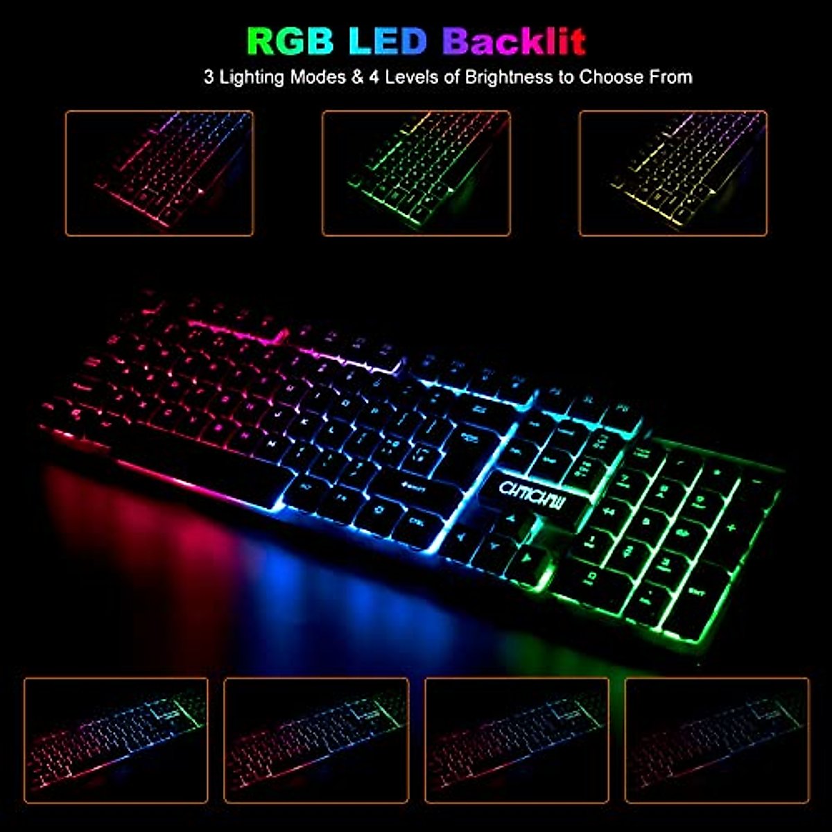 Gaming Wireless Keyboard and Mouse RGB Backlit Rechargeable Battery Gamer Combo Mechanical Feel Anti-ghosting with Side Button for PC Computer Laptop Compatible with Windows Mac Ps4/Ps5 Xbox one