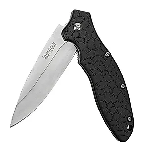 Kershaw Oso Sweet EDC Pocketknife, 3" 8Cr13MoV Steel Drop Point Blade, Assisted Folder Opening with Flipper, Liner Lock System, Black