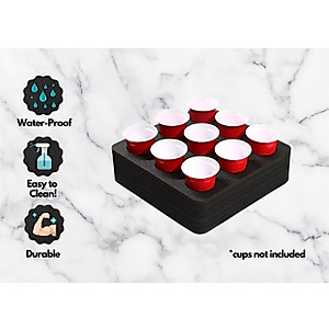 Polar Whale 2 Shot Glass Holders Organizer Modern Tray for Home Kitchen Bar or Club Party Durable Black Foam Serving Rack Each Holds 9 Shots