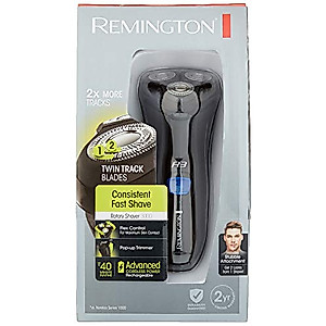 Remington PR1335B R3000 Series Men's Electric Razor with Precision Plus Heads Stubble Attachment Included Black, Black/Blue, 1 Count