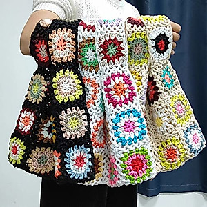 WYKDD Flower Crochet Wrist Bags for Women Handbags Women's Shoulder Bags Handmade Hollow Waistlets Purses Small Tote (Color : Black, Size : 1)