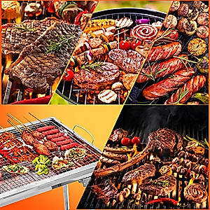 Charcoal Grill, Barbecue Grill Stainless Steel BBQ Smoker Barbecue Folding Portable for Outdoor Cooking Camping Hiking Picnics Backpacking Large