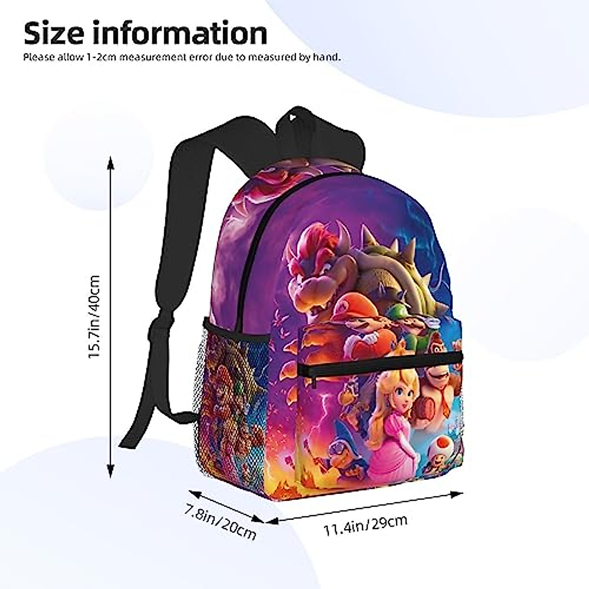 ZYKAA Cute Anime Backpack, 16" Travel Laptop Backpack Durable Lightweight Hiking Backpack Casual Daypack (Color1)