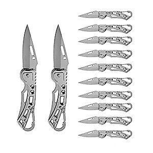 FEIZII Multi Functional Small Folding Knife Mini Pocket Knife 2 Inch Fine Blade Stainless Steel, Universal for Men and Women (12PACK)