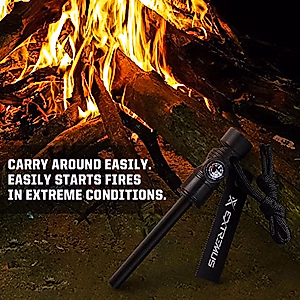 Extremus 6-in-1 Magnesium Fire Starter, High Temp Ferro Rod, Survival Kits with Camping Fire Starter and Survival Lighter for Hiking, Hunting, Backpacking, Outdoor Fire Striker