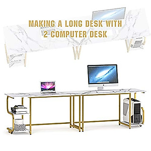 Teraves Reversible Computer Desk for Small Spaces,Small Desk with Shelves,47 inch Gaming Desk Office Desk Bedroom Desk for Home Office