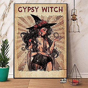 Witch Gypsy Witch Metal Tin Sign Art Tin Sign Metal Plaque Retro Girl Home Bar Shabby Chic Wall Decoration 8x12 Inch