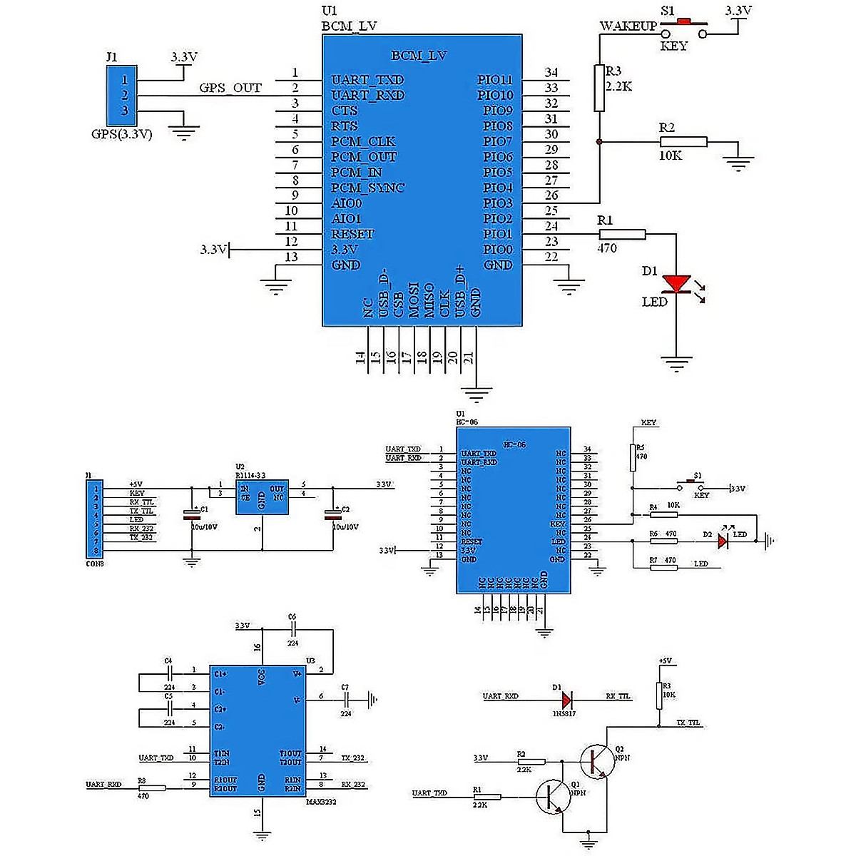 3PCS HC-06 HC 06 Bluetooth Module RF Wireless Bluetooth Transceiver Module 4 Pins for Arduino