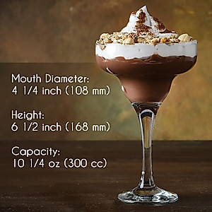 Crystalia Margarita Glasses Set of 4, Cocktail Glasses for Party, 10 ¼ oz Stemmed Classic Cocktail Drinking Glasses for Frozen Drinks or Crushed Iced Drinks