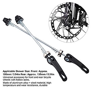 Pwshymi Bike Hub Quick Release Rod, Quick Release Lock Skewers High Temperature Resistance Bicycle Accessories Universal Heavy Duty 1 Pair for Road Bike(Black)