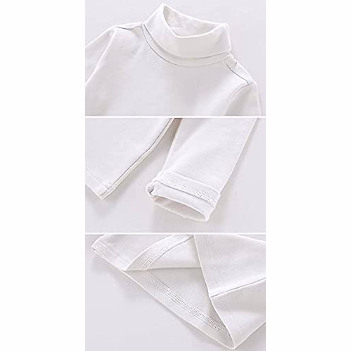 HAXICO Unisex Girls Boys Long Sleeve Crewneck T-Shirt Tee Toddler Turtleneck Cotton Basic Warm Tops Shirts 2-8 Years White