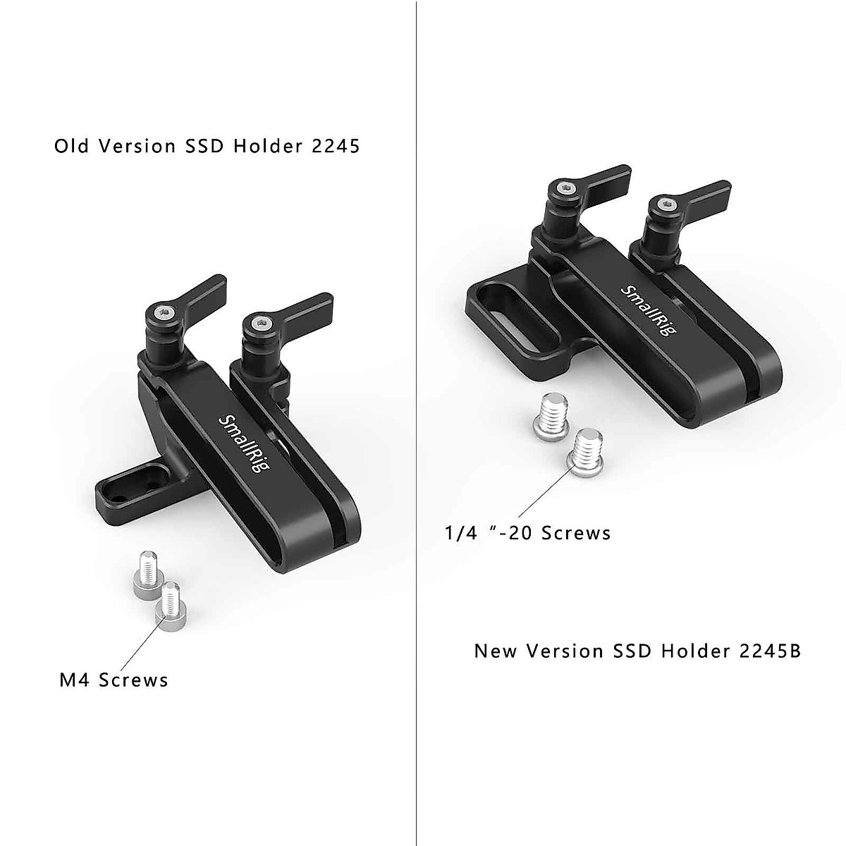 SMALLRIG Mount Bracket SSD Holder for Samsung T5 SSD with 1/4”-20 Threads, Compatible with SMALLRIG Cage for BMPCC 4K & 6K and for Z CAM (New Version) – 2245B