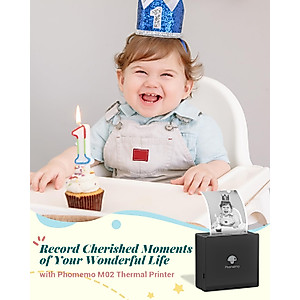 Phomemo Label Maker Printer Machine, M02 Mini Portable Printer, Thermal Inkless Sticker Printer, Pocket Portable Printer, Multifunction for Journal, Photo, Work Plan, Meeting Notes, Gift