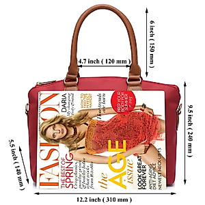 NNEE Water Resistance Nylon Top Handle Satchel Handbag with Multiple Pocket Design - Red