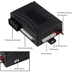 EASYGUARD EC202 2 Way car Alarm System with LCD Pager Display Remote Engine Start & Microwave Sensor DC12V