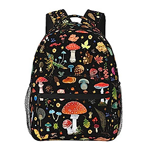 launamren Mushroom Backpack Casual Travel Daypack For Boys And Girls With Adjustable Padded Shoulder Straps Day Pack For College Travel Hiking Camping Size 15.7x11.4x7.8 Inches