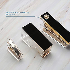 EXPUTRAN Acrylic & Gold Office Supplies Set, Acrylic Stapler, Tape Dispenser, Staple Remover, Desk Accessory for The Office or Home