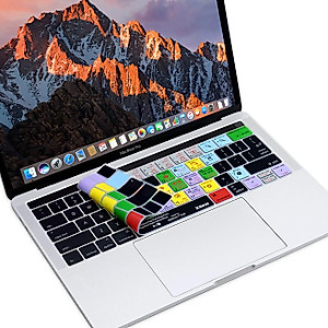 XSKN New Shortcut Design Silicone Keyboard Skin Cover for Touch Bar MacBook Pro 13.3" A2159 A1706 A1989 MacBook Pro 15.4" A1707 A1990 and Touch Bar Sticker - US EU Universal Version (Ableton)