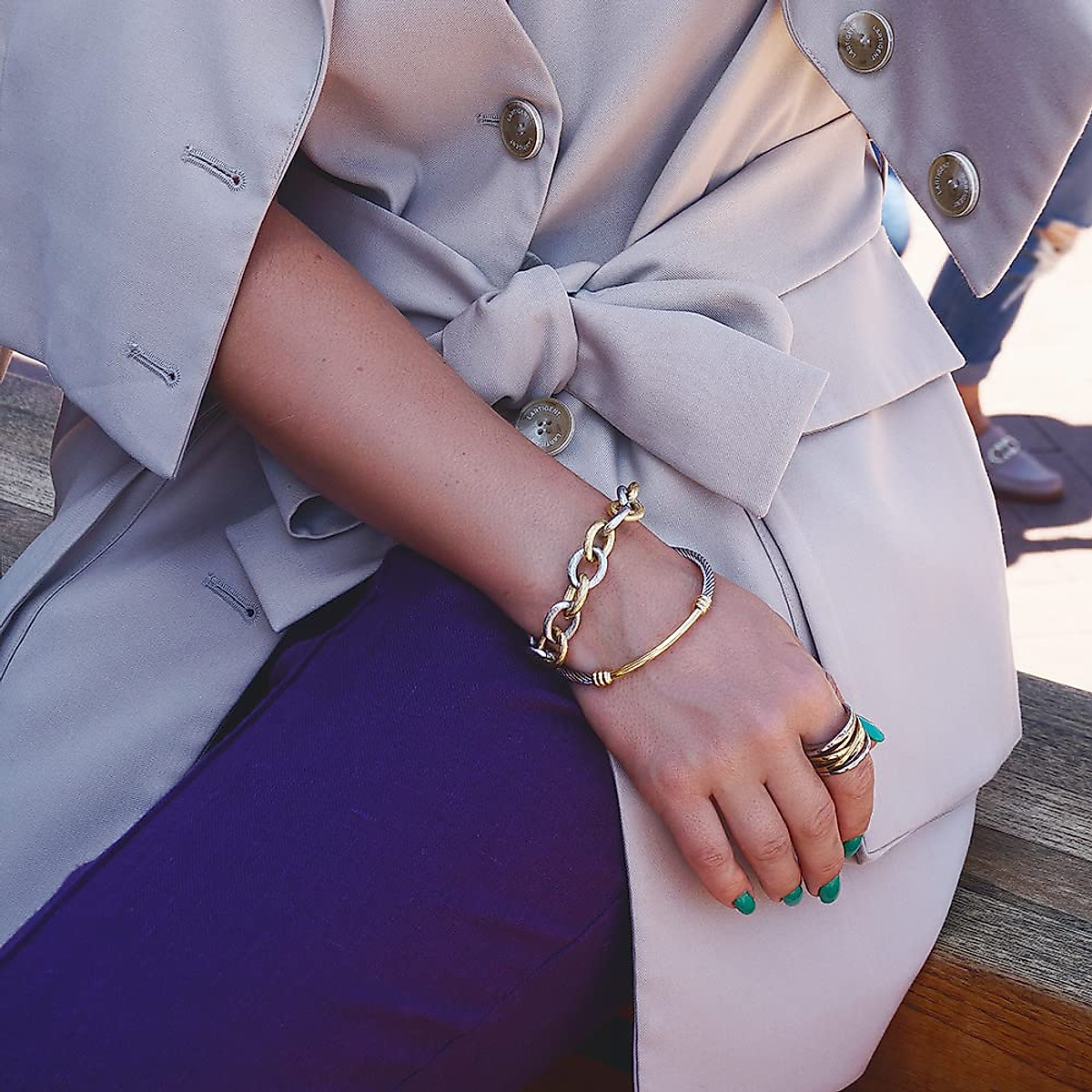 WISTIC Gold Bracelet Bangle for Women Silver Mixible Cable Wire Cuff Twisted Chunky Polished Bracelet for Stainless Steel Vintage Adult Jewelry