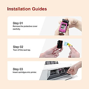 ejet Remanufactured Ink Cartridge Replacement for HP 63 Ink 63XL Compatible with OfficeJet 3830 5255 5258 Envy 4520 4512 4513 4516 DeskJet 1112 1110 3630 3632 2130 2132 Printer (1 HP63 Black, 1 Color)