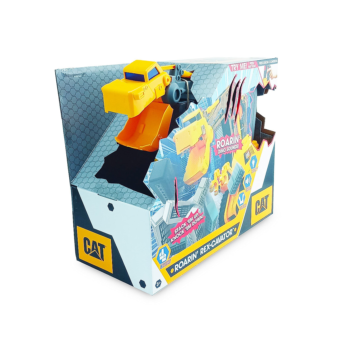 CAT Construction Toys Funrise Light & Sound Roaring Rex-Cavator Battery Operated Toy Excavator, Ages 3+