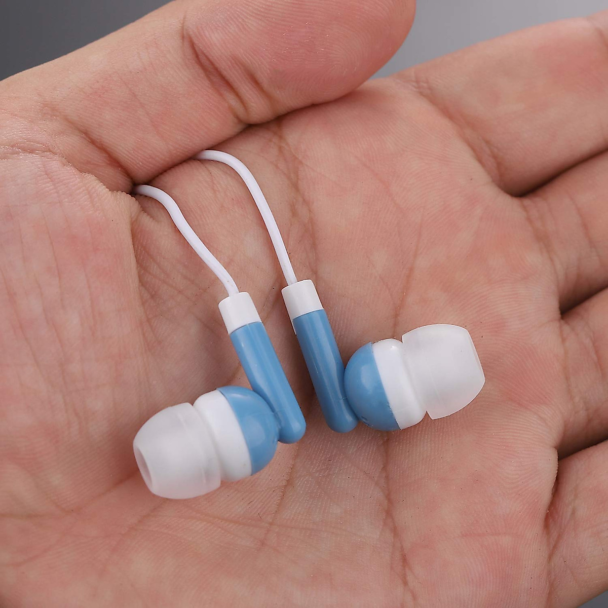 CN-Outlet Wholesale Earbuds Bulk Headphones Individually Bagged 50 Pack for iPhone, Android, MP3 Player for Schools, Libraries, Hospitals (Blue)