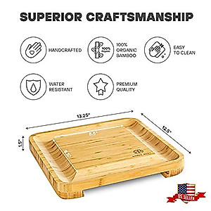 Noble Nest Bamboo Cheese Board and Knife Set with Drawer, Slate Labels, Marker & Travel Bag - Charcuterie Board Cheese Platter Great Gifts for Wine Lovers, Bridal Shower, Wedding