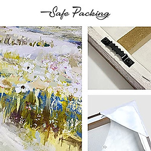 Hi.I.U.88 Rustic Wall Decor Old White Barn Canvas Art Painting with Windmill Bathroom Deco Pictures for Farmhouse Bedroom Framed Ready to Hang (Green, 12X15In), 12X15In