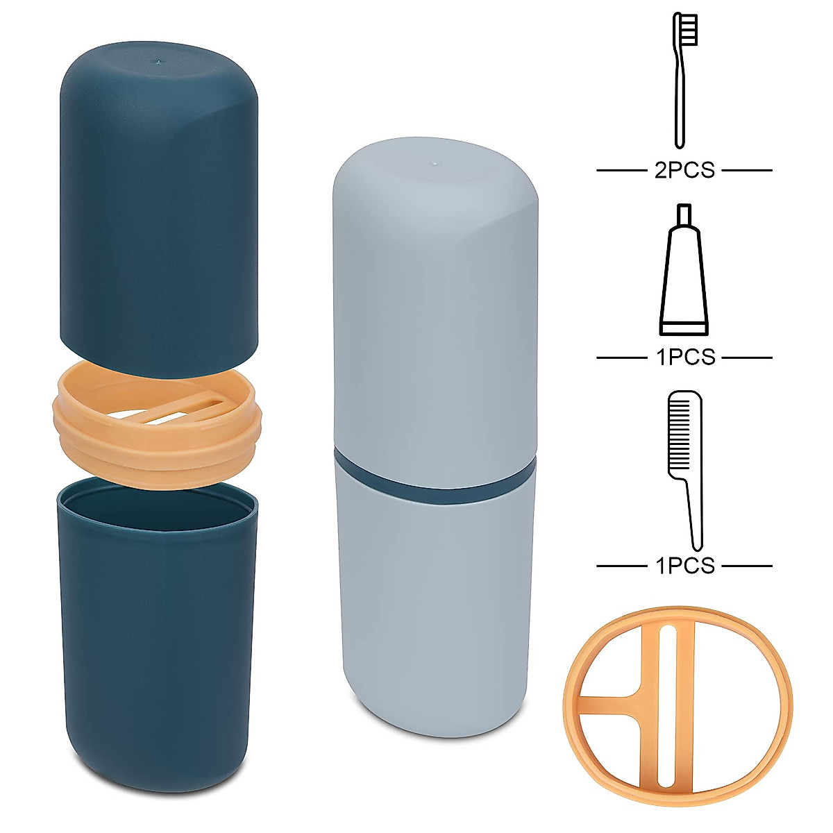 CEE 8 Pack Travel Toothbrush Case & 2 Pack 3 in 1 Travel Toothbrush Cup Case Box, Plastic Breathable Portable Toothbrush Holder Toothpaste Storage Box Cup for Travel, Business, Home, Camping, School