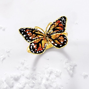 Ross-Simons Italian Multicolored Enamel Butterfly Ring. Size 6