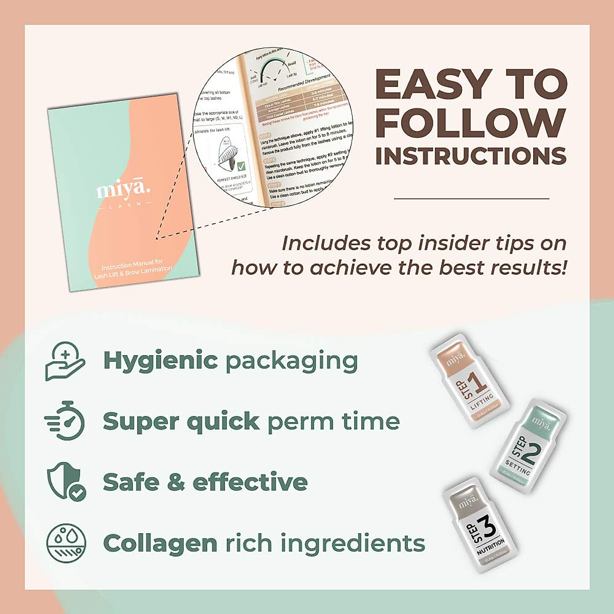 MIYA LASH 2 in 1 Lash Lift & Brow Lamination Kit | Instant Fuller Eyebrows, Eyelashes | Salon Result lasts 8 weeks | Professional LVL, Perm, Laminate with Silicone Shields, Lash Picks