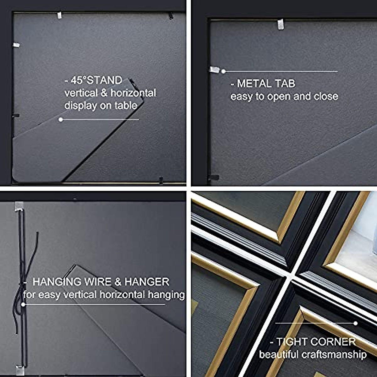 CREKERT Diploma Frame 11x14 Picture Frame Solid Wood Shatter-Resistant Glass for Documents Certificate Blackgold Frame 8.5x11 with Mat (Black Mat, 1 Pack)