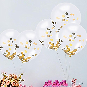 Gold Confetti Balloons 20 Pieces, 12 Inches Party Balloons With Golden Paper Confetti Dots For Party Decorations Wedding Decorations And Proposal (Gold)