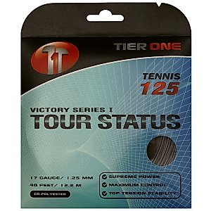 Tier One Sports TRU PRO Tour Status - Tennis String Set (Poly): for The Competitive Tennis Player (17g (1.25 mm), 12.2 m, Black)