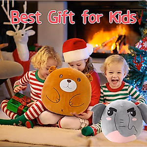 Jemsia Stuffed Elephant Animal Squishy Plush Toy for Kids,Plushie Elephant Animal Shaped Lumbar Back Cushion 12in Boys Girls Gift for Christmas Birthday Valentine's Day