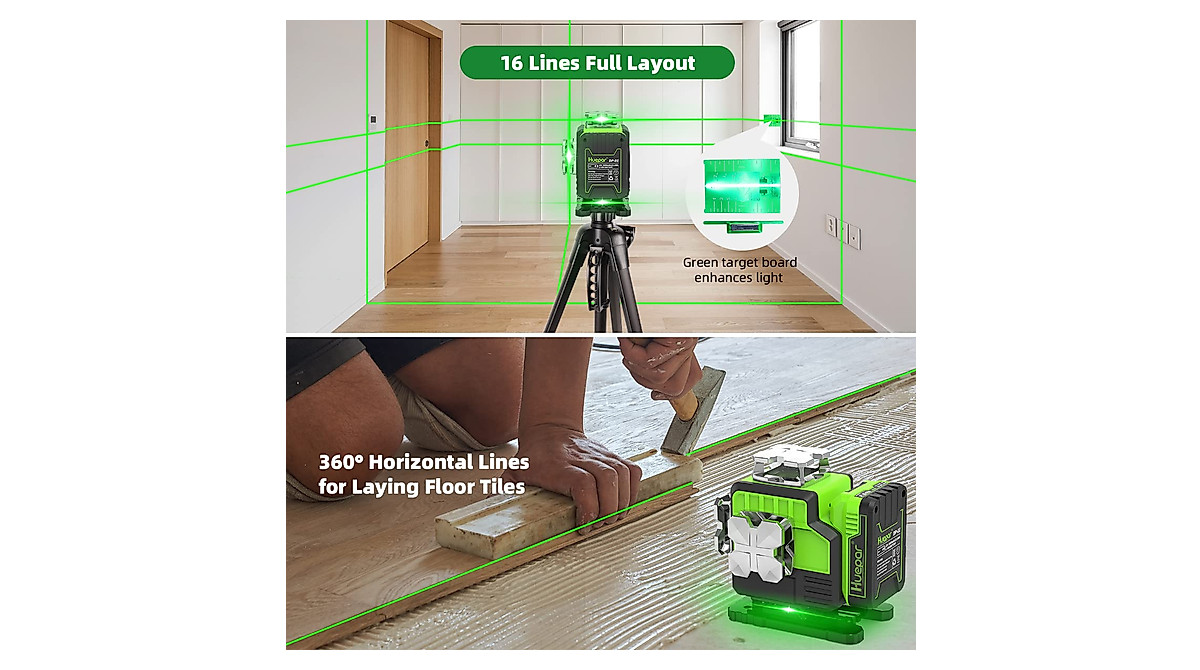 Huepar 4x360° Laser Level Self-Leveling Laser Tool with Bluetooth Control