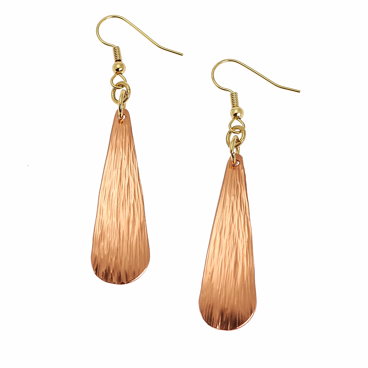 Chased Copper Long Tear Drop Earrings By John S Brana Handmade Jewelry Durable Copper Earrings