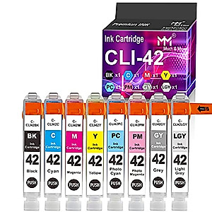 MM MUCH & MORE Compatible Ink Cartridge Replacement for Canon CLI-42 CLI42 CLI 42 for Pixma Pro-100S Pro-100 Printer (Black, Cyan, Magenta, Yellow, Photo Cyan, Photo Magenta, Gray, Light Gray, 8-Pack)
