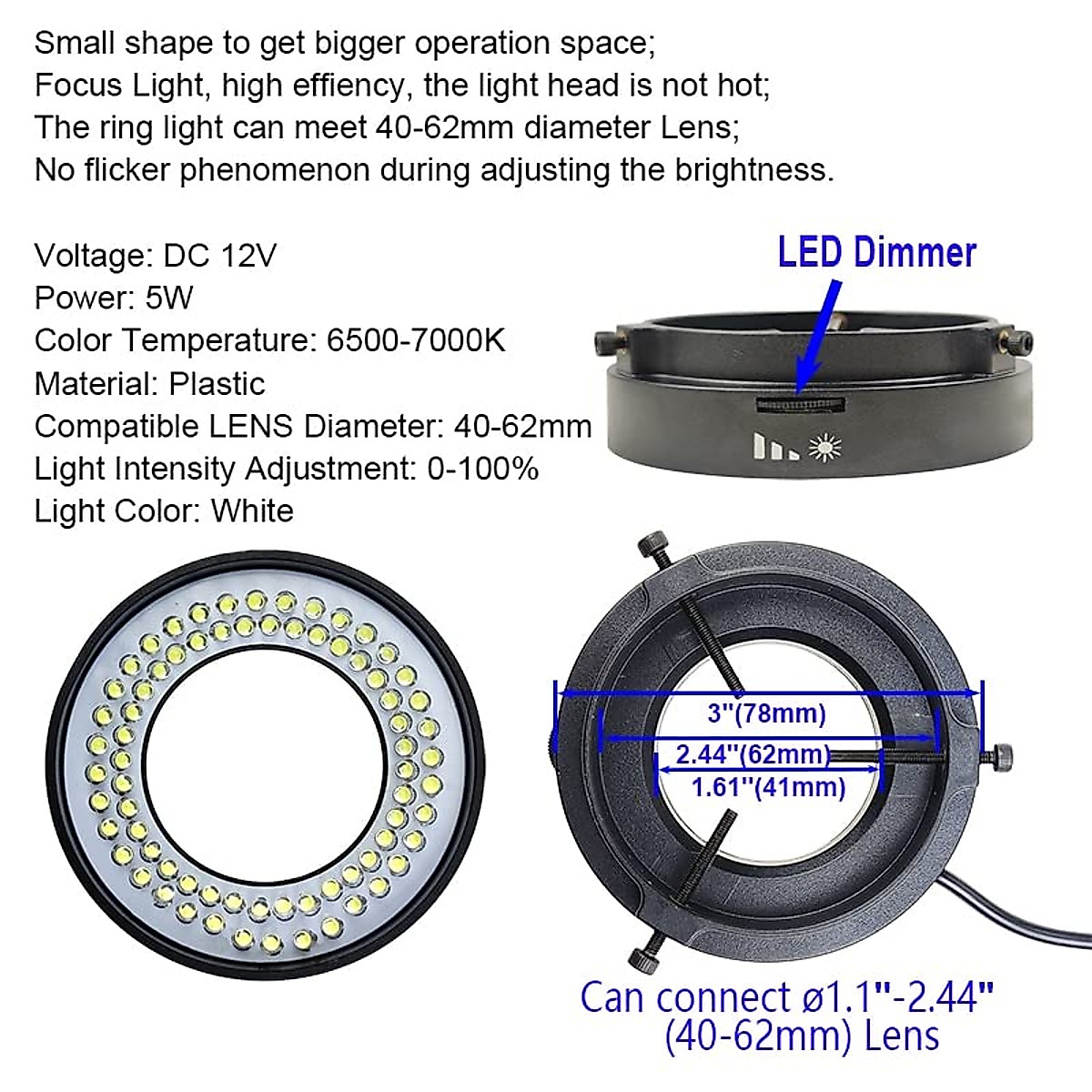 48MP 4K 1080P HDMI USB HD Industrial Video Digital Microscope Camera C Mount Lens LED Ring Light Electronics Soldering Repair (20-130x)
