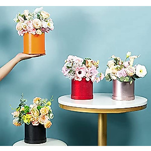 Round Box for Flower Packaging Luxury Paper Cardbord Boxes with Lids for Valentine's Day Wedding DIY Decoration Jewelry Storage Accessories (Black)