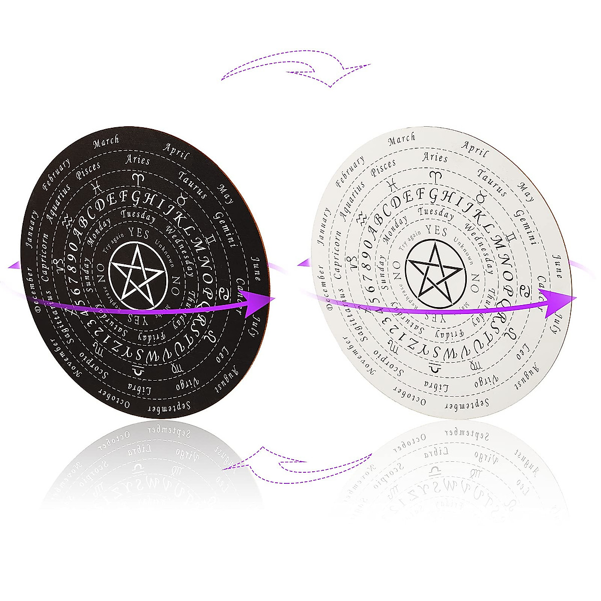 Star Pendulum Board Wooden Dowsing Board Set Include Crystal Dowsing Pendulum Necklace, 8 Chakra Stones, Round Pendulum Board Dowsing Divination Metaphysical Message Board for Witchcraft Supplies