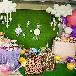 Outus 4 Pieces 48 Inch Jungle Animal Safari Theme Jumbo Plastic Gift Bags Extra Large Giant Wrapping Bags with Ribbon for Jungle Safari Woodland Themed Birthday Party Baby Shower Decorations