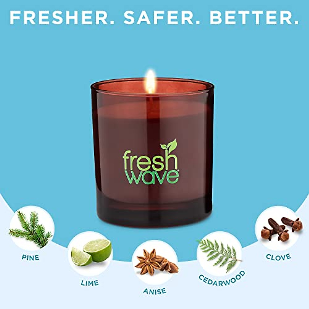 Fresh Wave Odor Removing Candle, 7 oz. | Safer Odor Relief | Burns at Least 30 Hours | Natural Plant-Based Odor Eliminator | Odor Absorbers for Home | Clean-Burning Soy & Beeswax