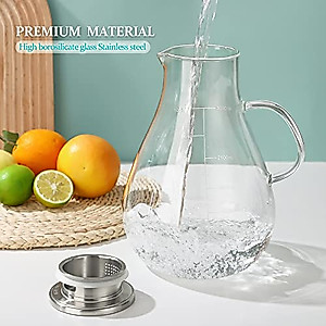 Glass Pitcher with Lid 1 Gallon Pitcher, 105.6oz Glass Water Pitcher with Precise Scale Line, The First Upgraded & Thicked Tea Pitcher 1 Gallon for Fridge, HOUSALE Easy to Clean Heat & Cold Resistant