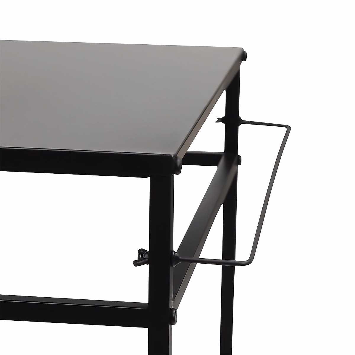 CNCEST Outdoor Grill Cart, Double-Shelf Movable Cooking Table, Outdoor Dining Cart with Storage and Spice Rack, Movable Kitchen Cart on Wheels,Kitchen BBQ Food Prep Table for Grill -Black