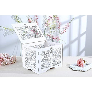 Artmag Wedding Money Box Holder with Sign, Large Rustic Wood Wooden Envelop Gift Card Boxes with Lock Slot for Reception Anniversary Party Parties White