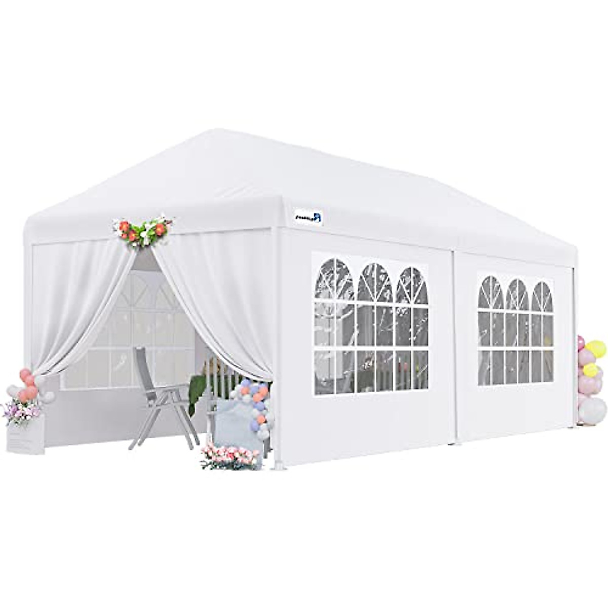 Peaktop Outdoor 10'x20' Heavy Duty Canopy Gazebo Outdoor Party Wedding Tent Pavilion with 4 Removable Side Walls